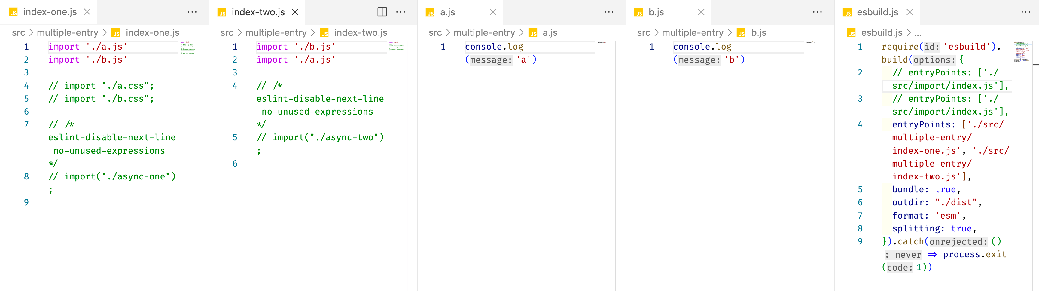 Esbuild doesn't respect the order of import statement in multiple entries · Issue #2340 · evanw ...