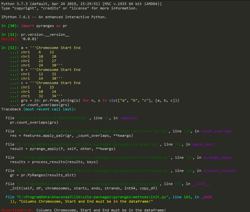 Columns Chromosome, Start and End must be in the dataframe! · Issue #147 · pyranges/pyranges ...