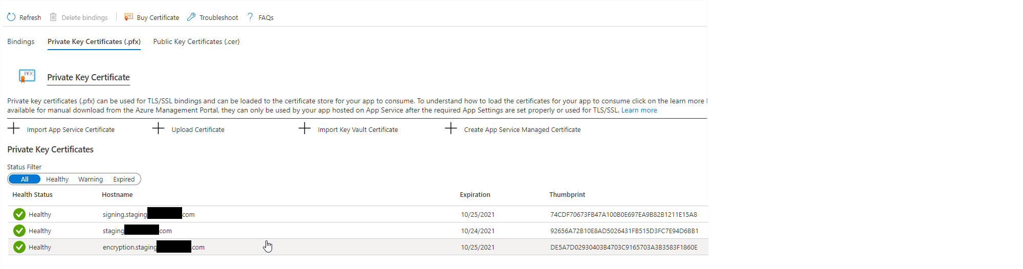 Documentation doesn't explain how to set thumbprint for both OpenId Encryption Certificate and ...