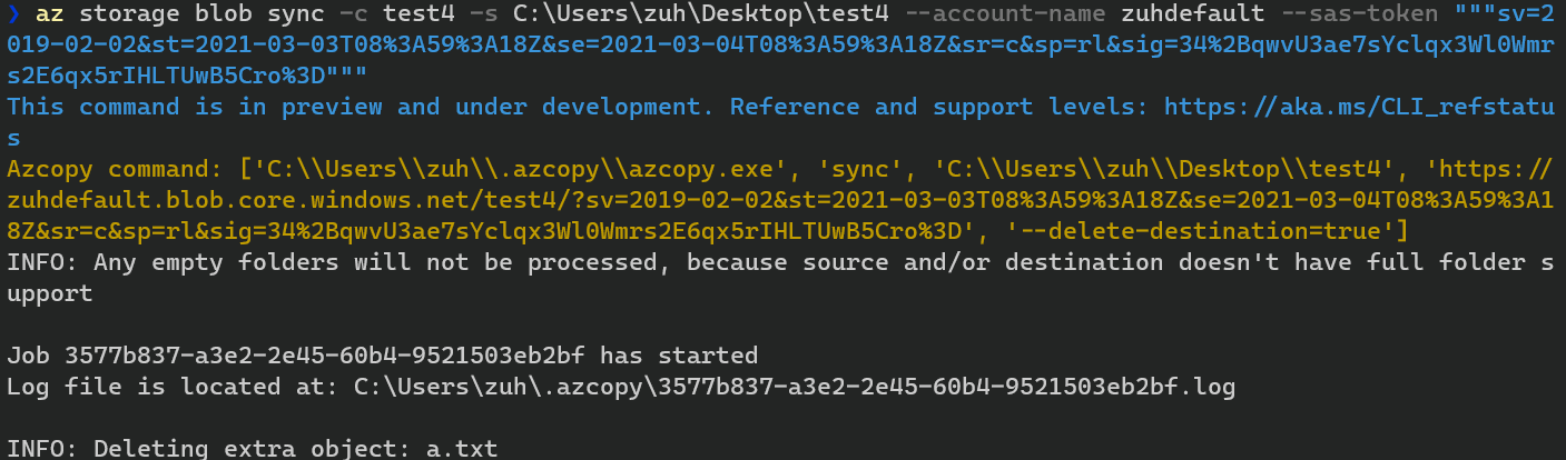 Az storage blob sync requests an account key when an sas token is provided · Issue #16920 ...