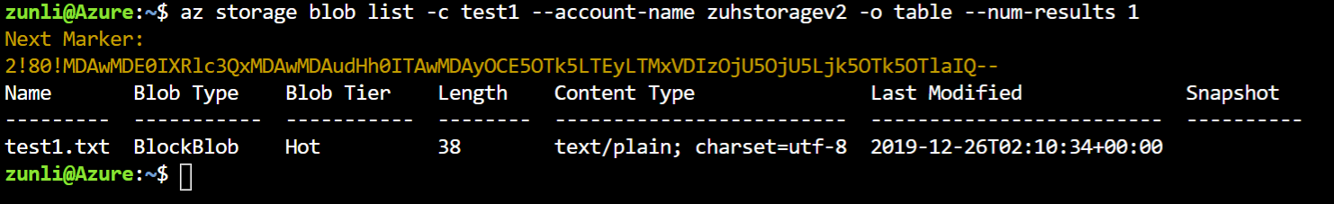 az storage blob returns "Next Marker" · Issue #11657 · Azure/azure-cli · GitHub