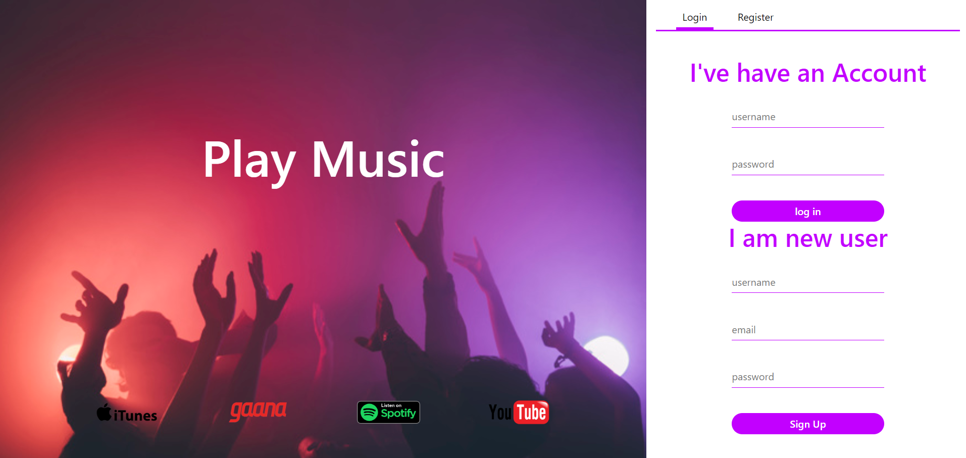 GitHub - SanjulaD/Music-Player-UI: Awesome LogIn/SignIn & SignUp UI Design