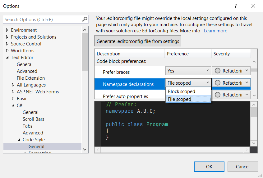 Can I Automatically Convert All C Files To Use File Scoped Namespaces Introduced In C10
