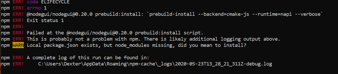 Can't install NodeGUI on Windows · Issue #576 · nodegui/nodegui · GitHub Can't install NodeGUI on Windows · Issue #576 · nodegui/nodegui · GitHub