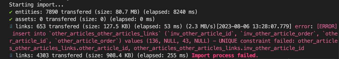 Process fails when importing data using strapi import · Issue #17578 · strapi/strapi · GitHub