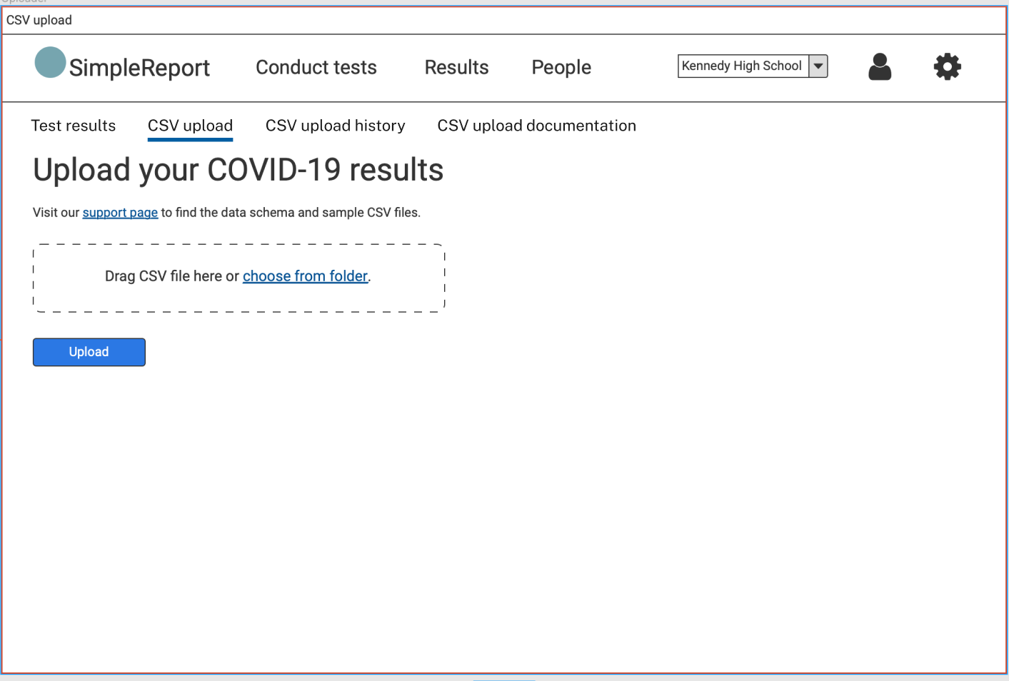 Create CSV Tab for uploading results · Issue #3864 · CDCgov/prime-simplereport · GitHub