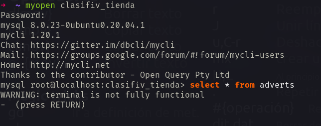 Warning: terminal is not fully functional (Mysql) · Issue #3348 ...