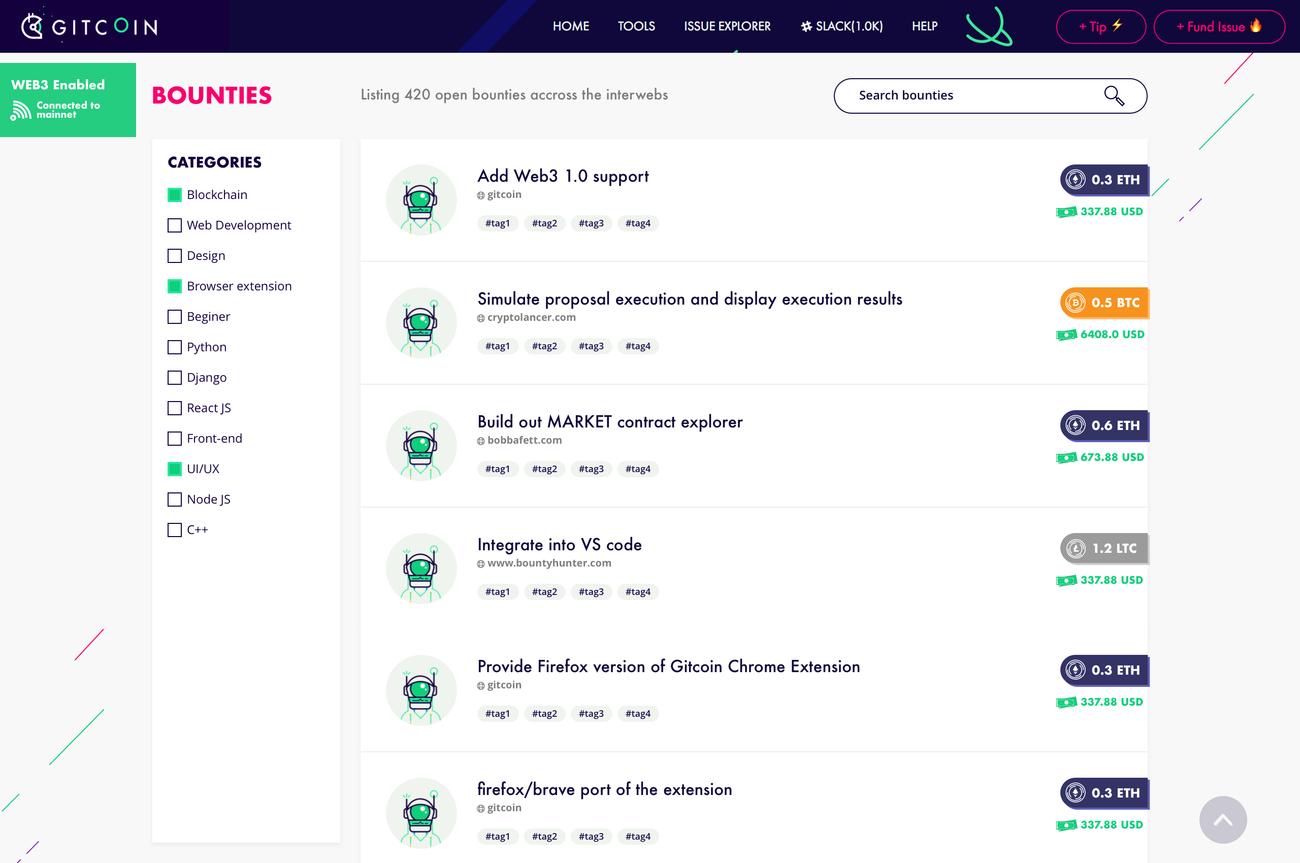 design: index of bounties from other bounty projects · Issue #221 · gitcoinco/web · GitHub