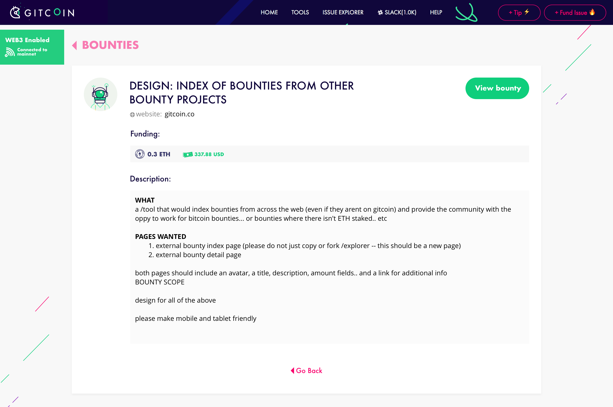 design: index of bounties from other bounty projects · Issue #221 · gitcoinco/web · GitHub