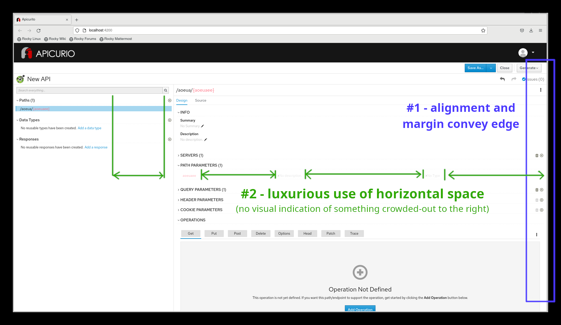 UX: "Unable to edit path parameters" (action links are off-screen) · Issue #170 · Apicurio ...