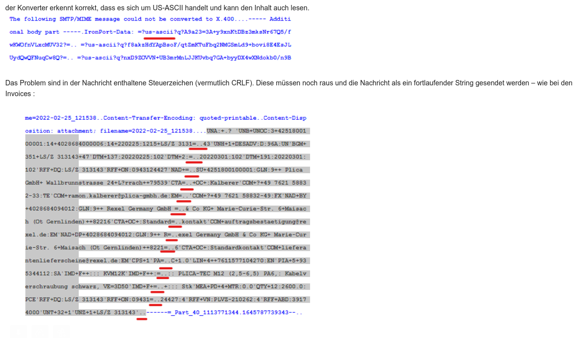 ORDRSP DESADV conversion error from OPENTRANS to EDIFACT for X400 ...