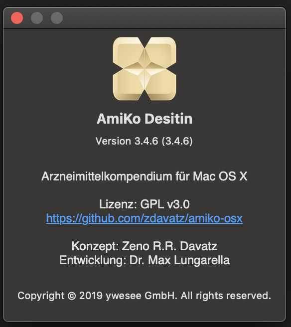 In CoMed the credits are not shown in the about window. · Issue #62 · zdavatz/amiko-osx · GitHub