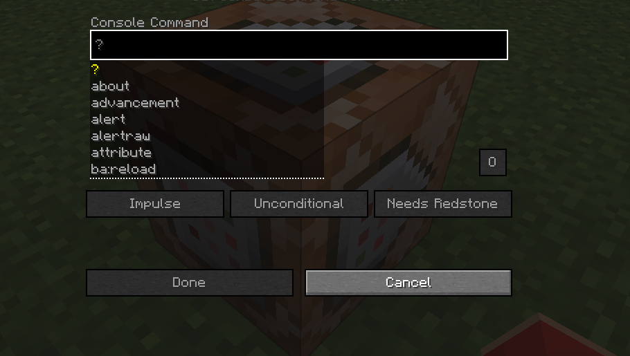 Button in the command block GUI grayed out ( can't edit or add command ...