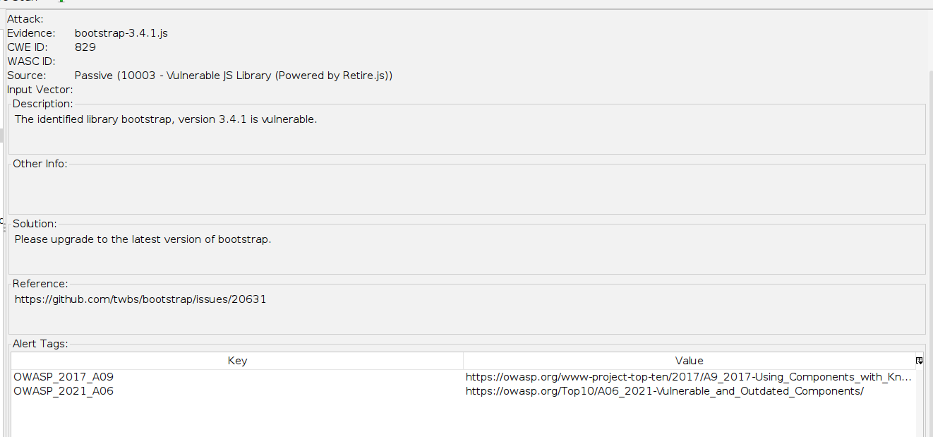 Improve Vulnerable JS Library alert details · Issue #7926 · zaproxy/zaproxy · GitHub