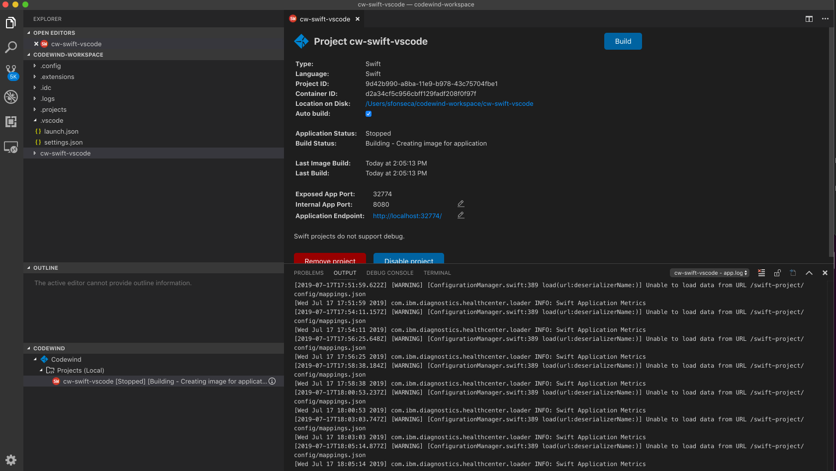 Svt Swift Project Not Building In Vscode And Not Building After Edits In Eclipseeclipse Che 7772