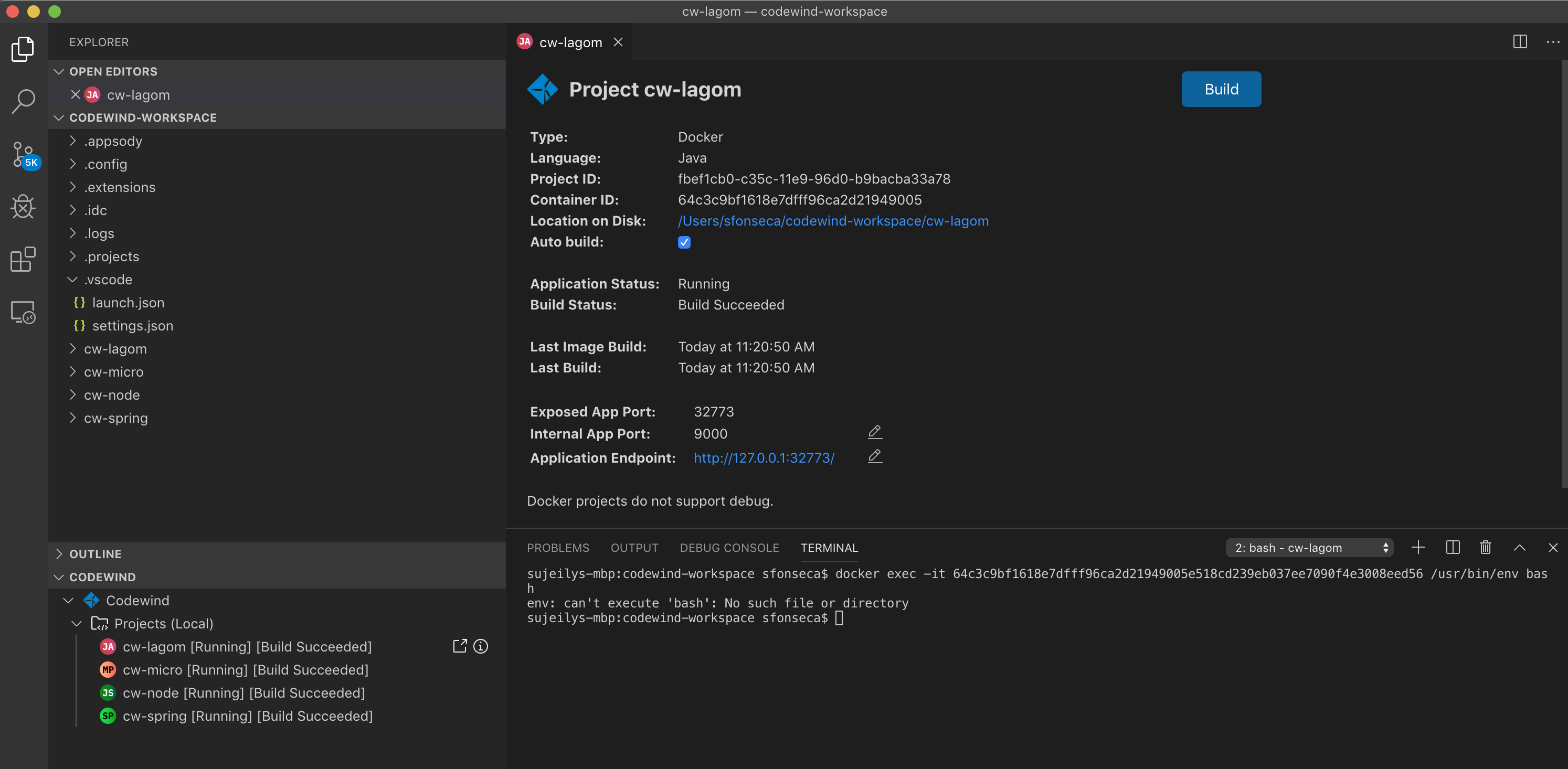 SVT: Container Shell does not work correctly with Java Lagom projects · Issue #228 · eclipse ...
