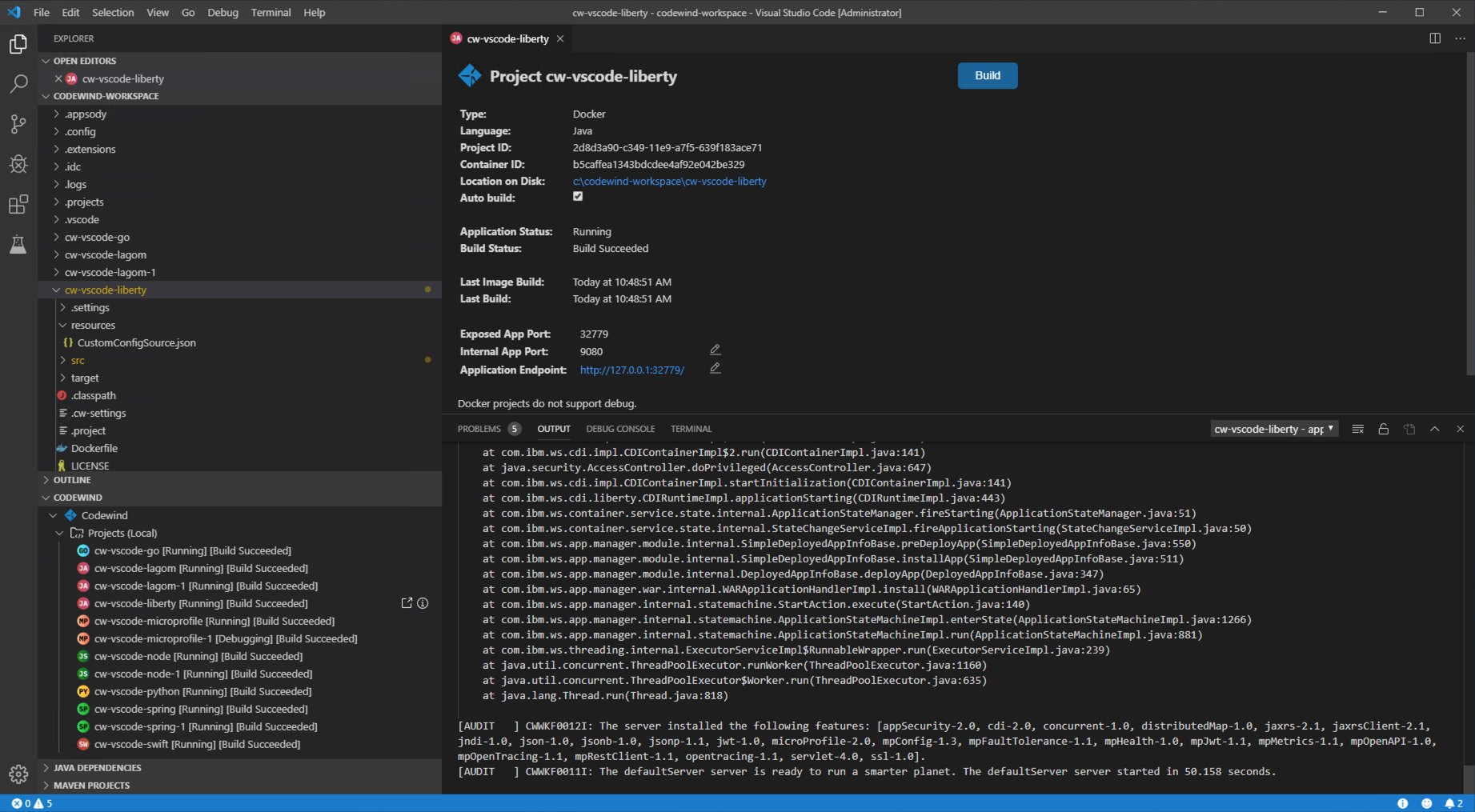 SVT:Open liberty app created from the template fails to start · Issue #236 · eclipse-archived ...