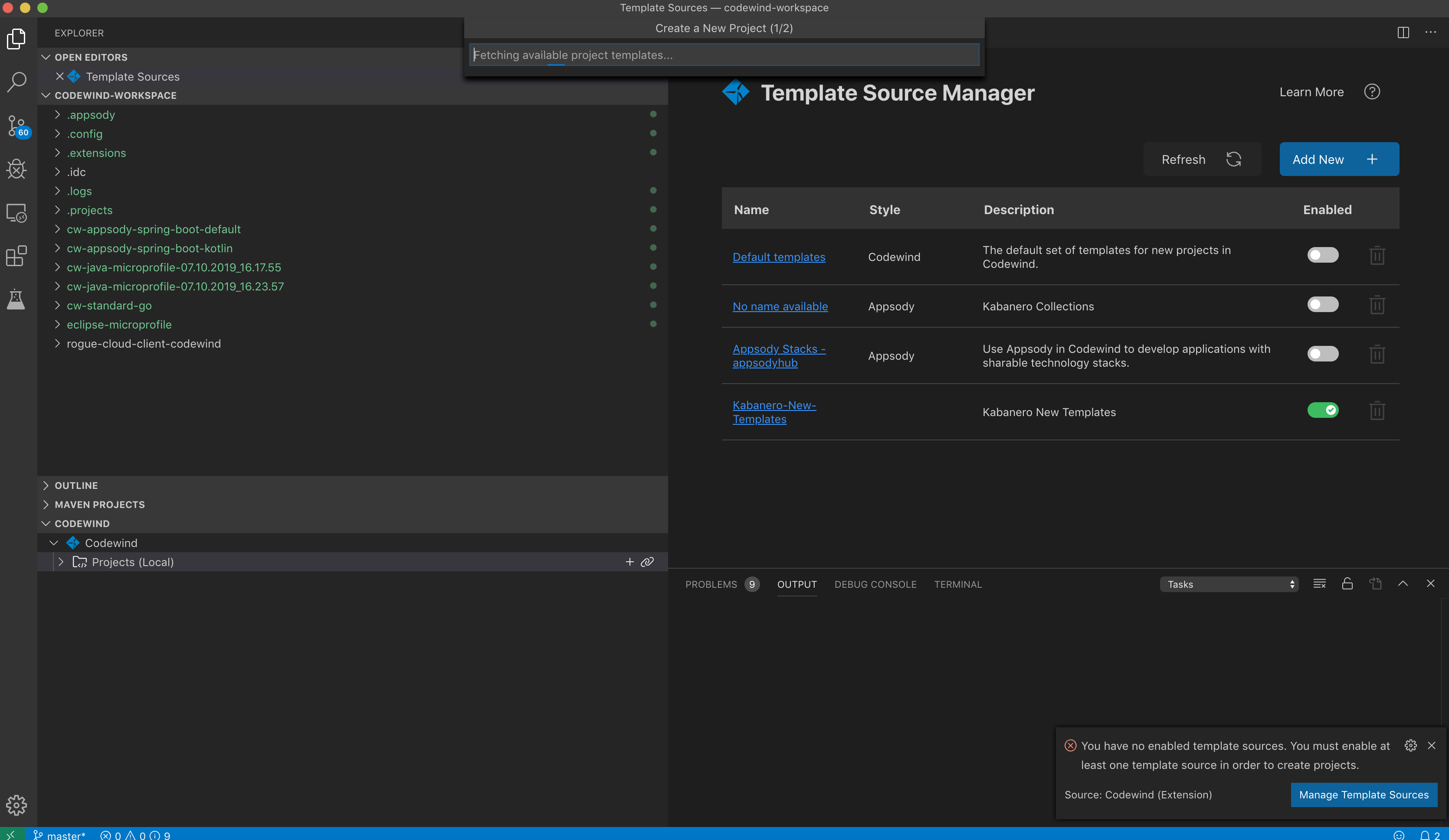 Svt File Support In Codewind Handling Of Extensions Templates Does Not Work As Expected