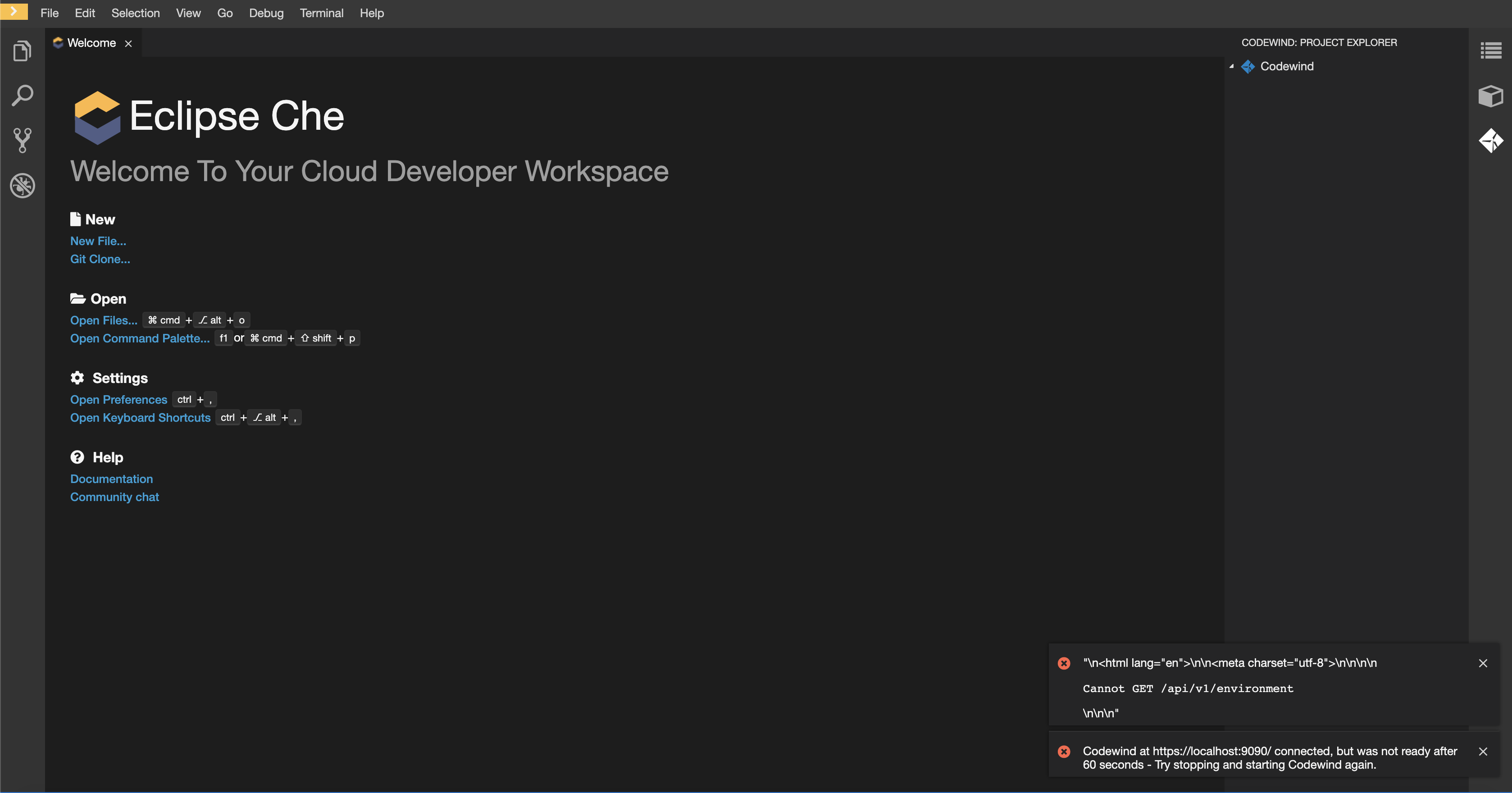 Codewind Theia Extension stuck in starting on Che · Issue #657 · eclipse-archived/codewind · GitHub
