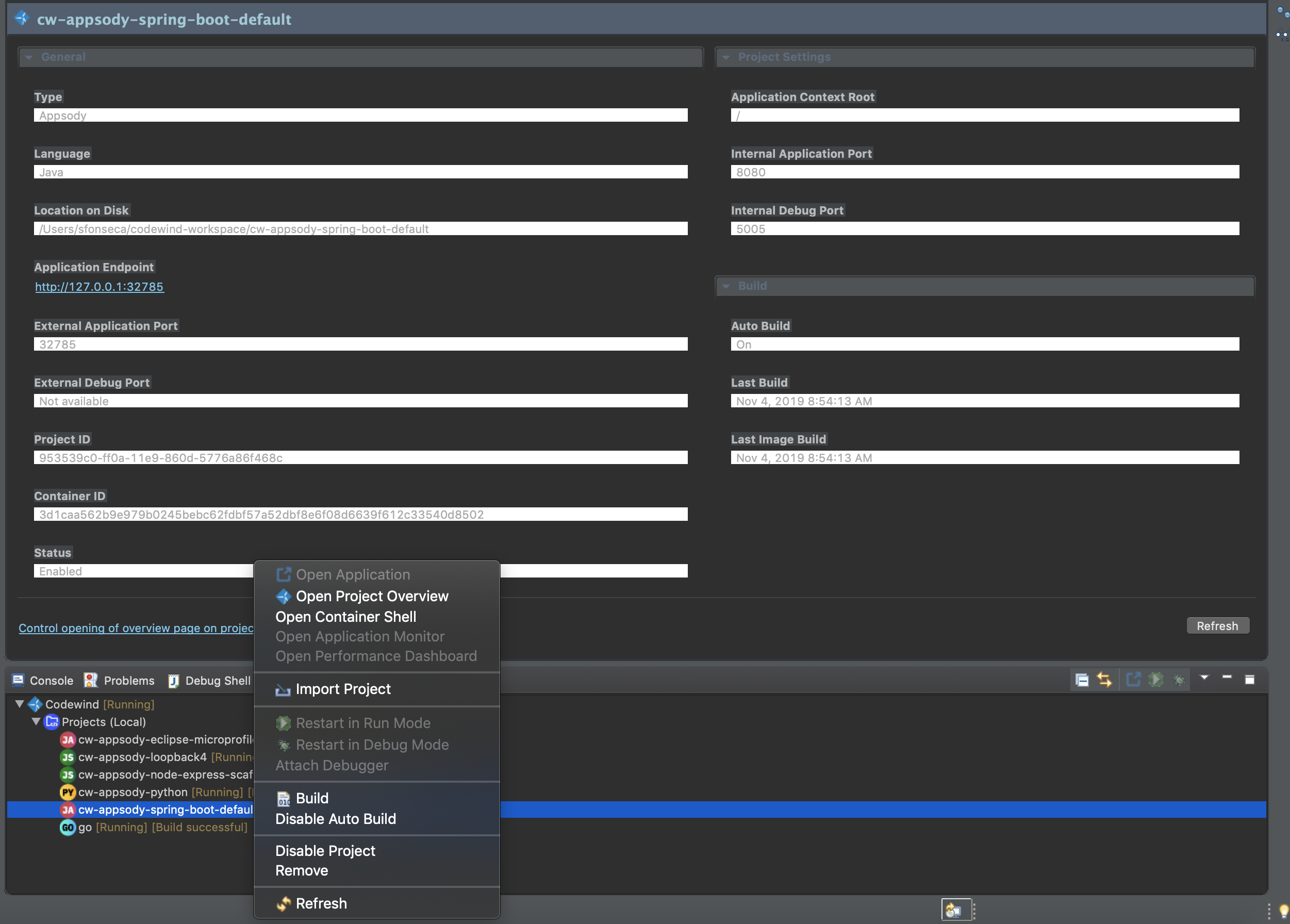 Svt Appsody Projects No Longer Have The Option Show Log Files In Eclipse · Issue 951