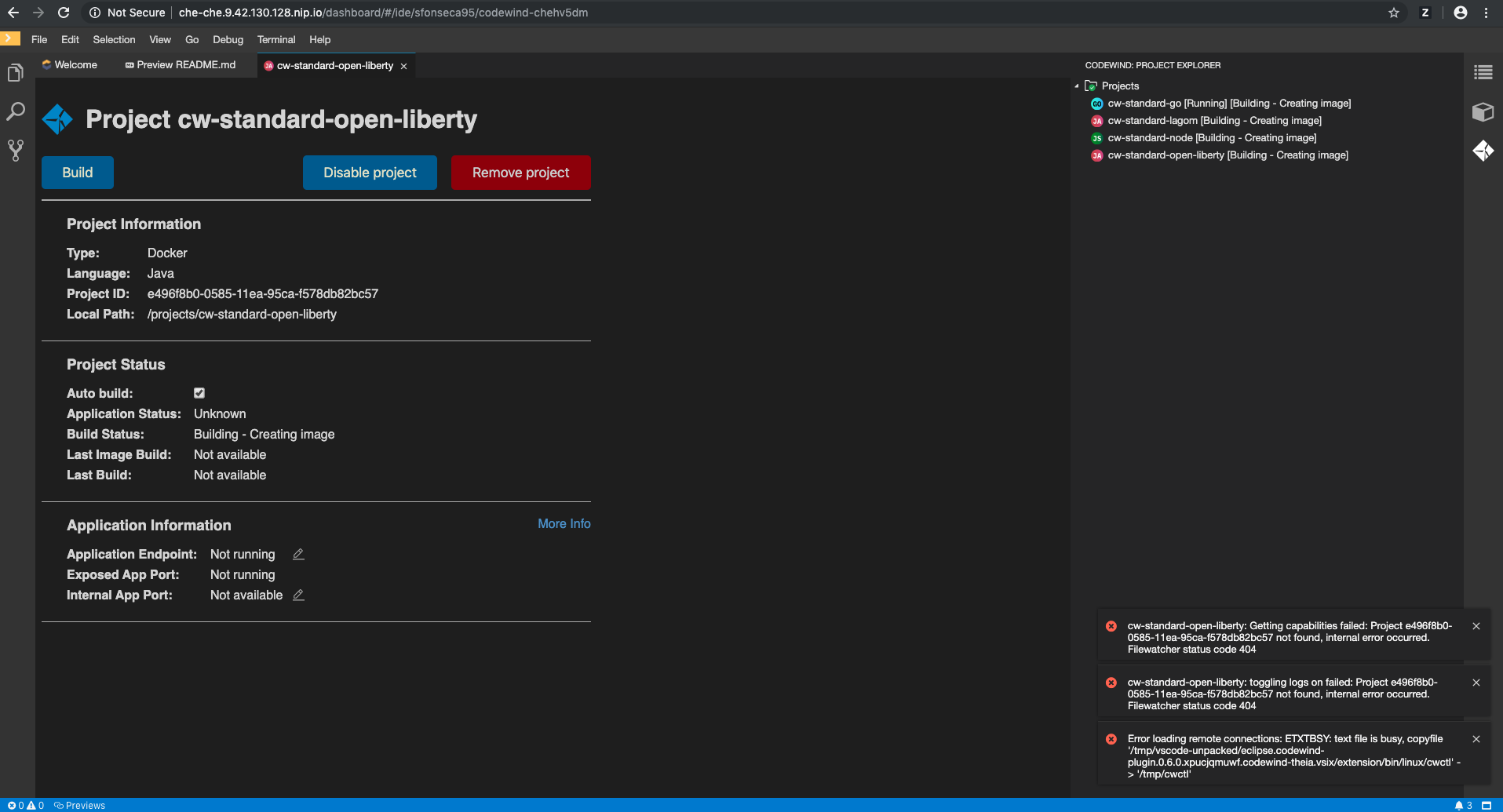 Svt Che File Watcher Status 404 And Error Loading Remote Connections · Issue 1100 · Eclipse