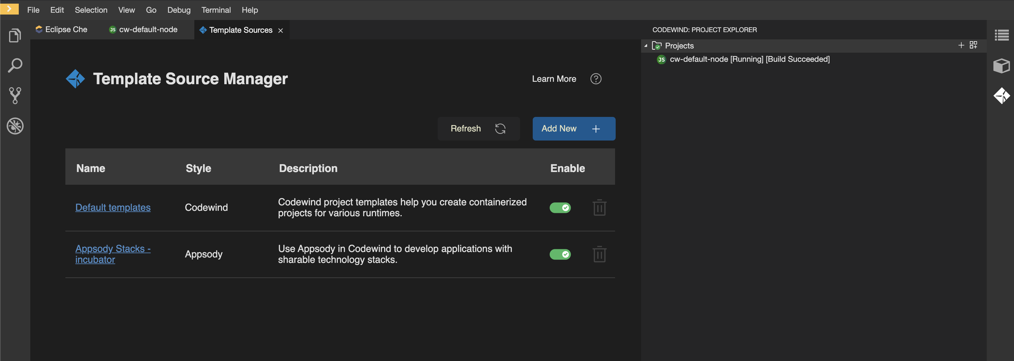 SVT: [Che] Missing ODO Template Source · Issue #1262 · eclipse-archived/codewind · GitHub