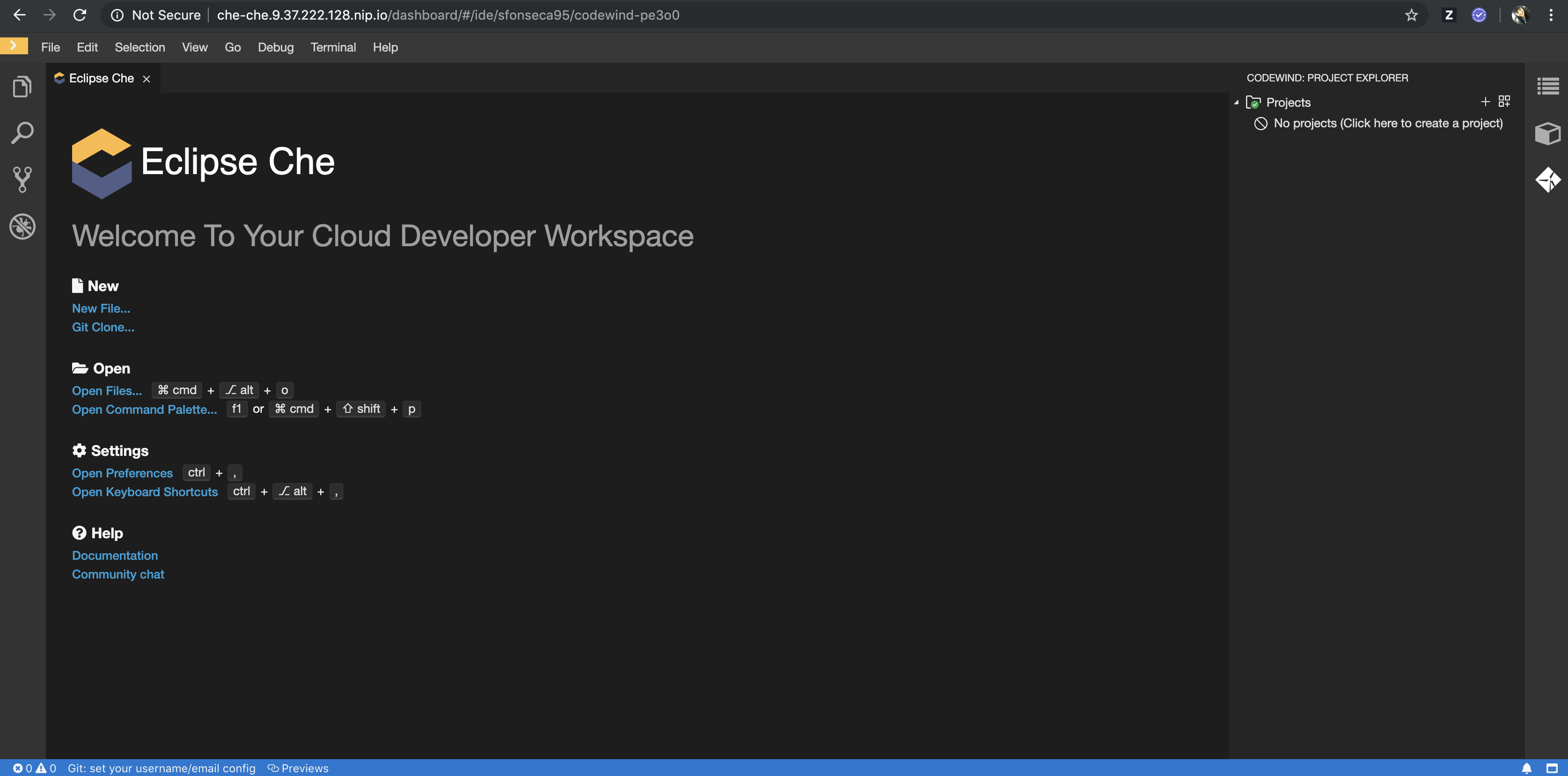 SVT: [Che] Codewind workspace disappeared after returning to the Workspaces section in Eclipse ...