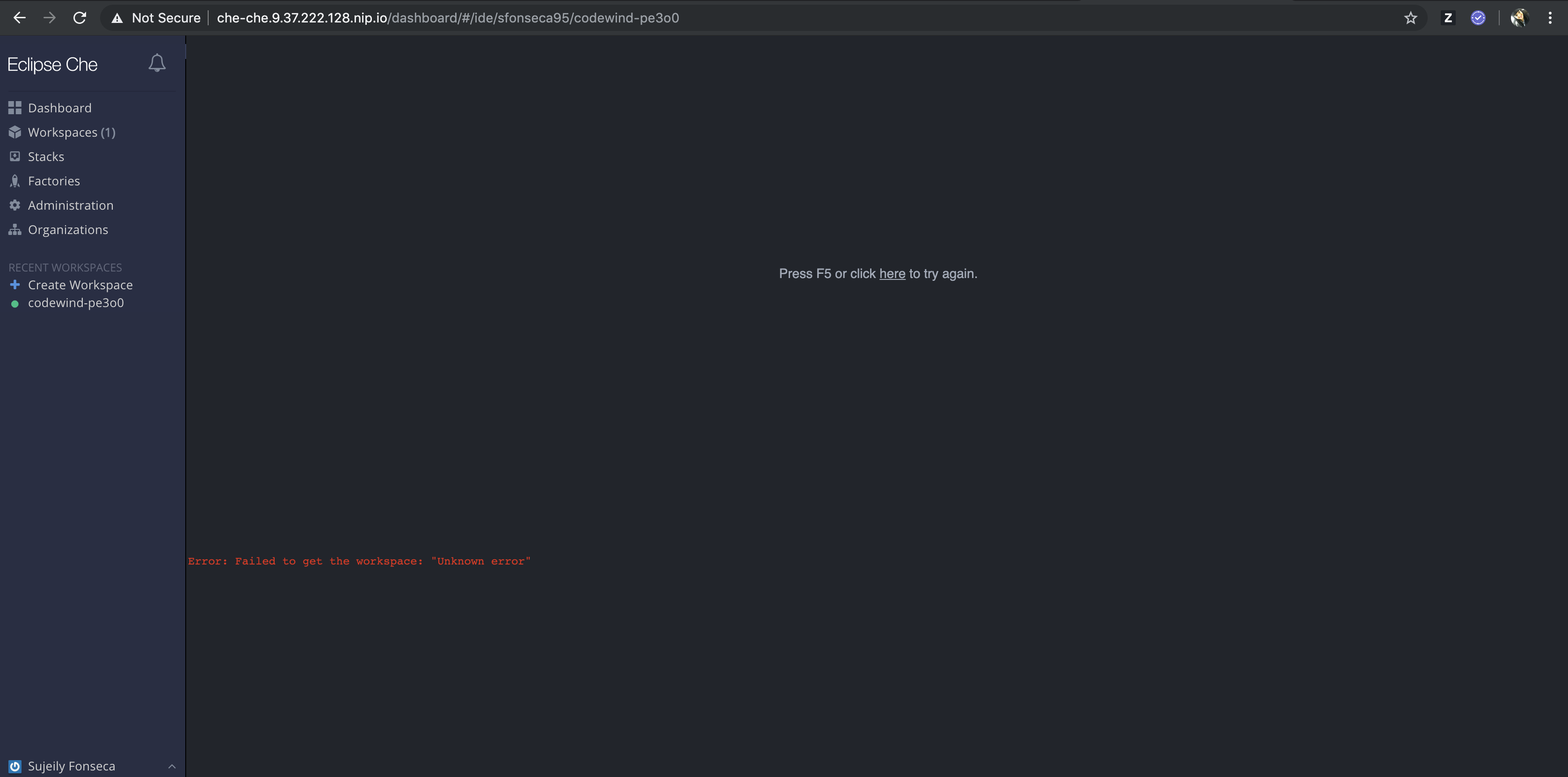 Svt [che] Codewind Workspace Disappeared After Returning To The Workspaces Section In Eclipse