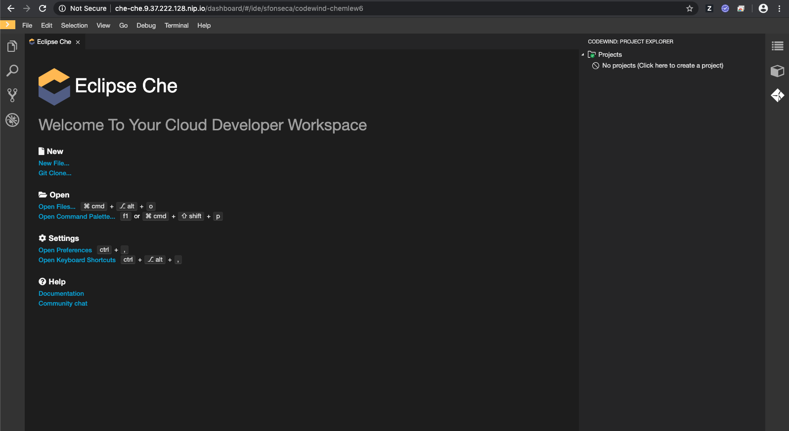 SVT: [Che] Codewind for Eclipse Che cannot be accessed using a Google Chrome browser · Issue ...