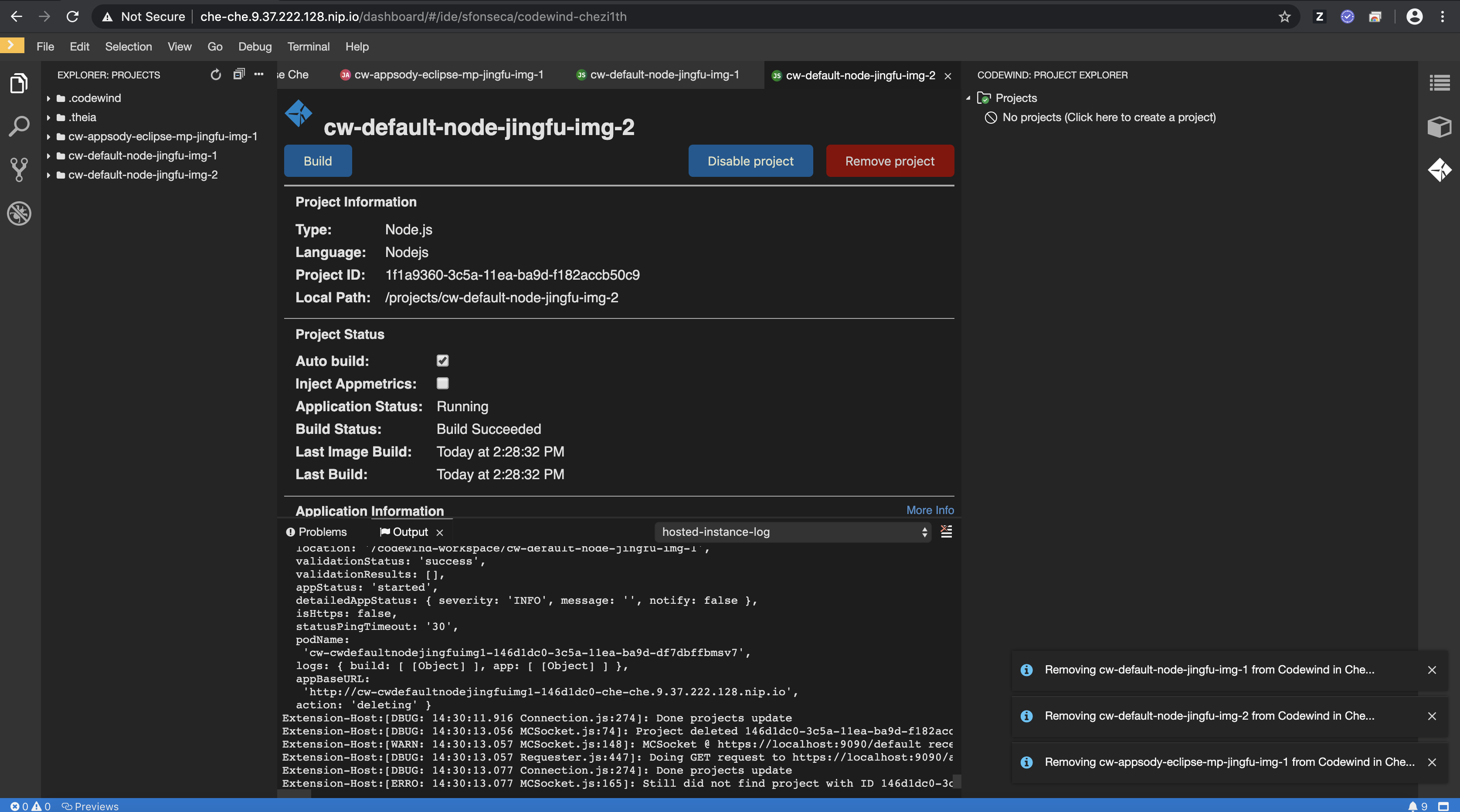 Svt Che Ide Presented Notifications Stuck In The Removal Process And Project Files Left After 3855