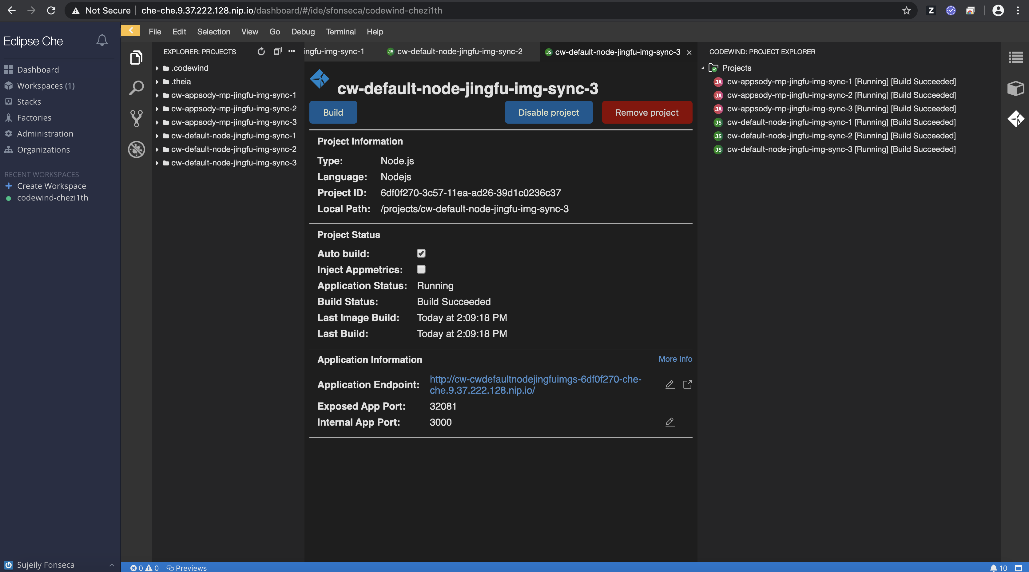 SVT: [Che] Error deleting project · Issue #1779 · eclipse-archived/codewind · GitHub