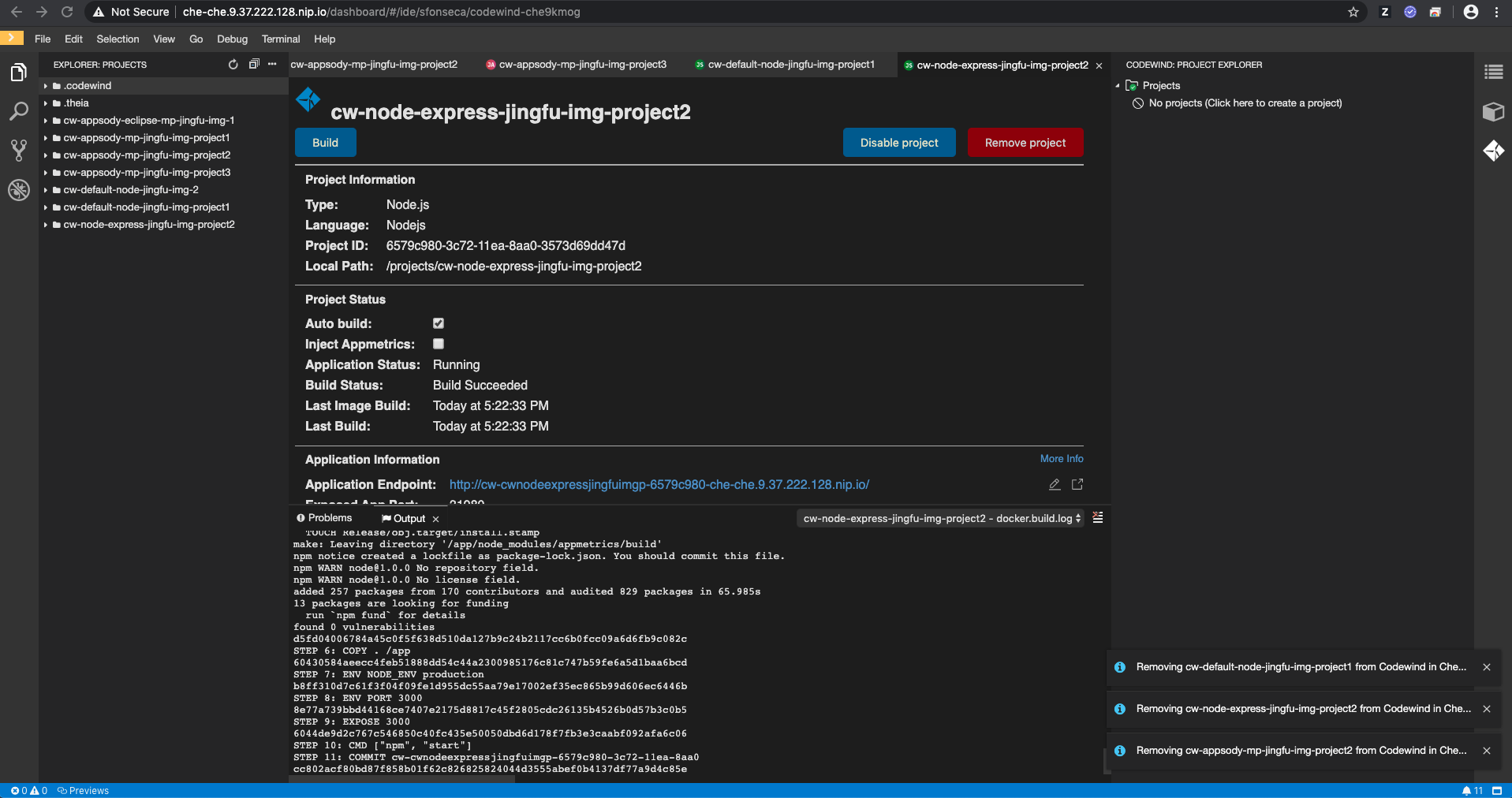 Svt Che Ide Presented Notifications Stuck In The Removal Process And Project Files Left After 