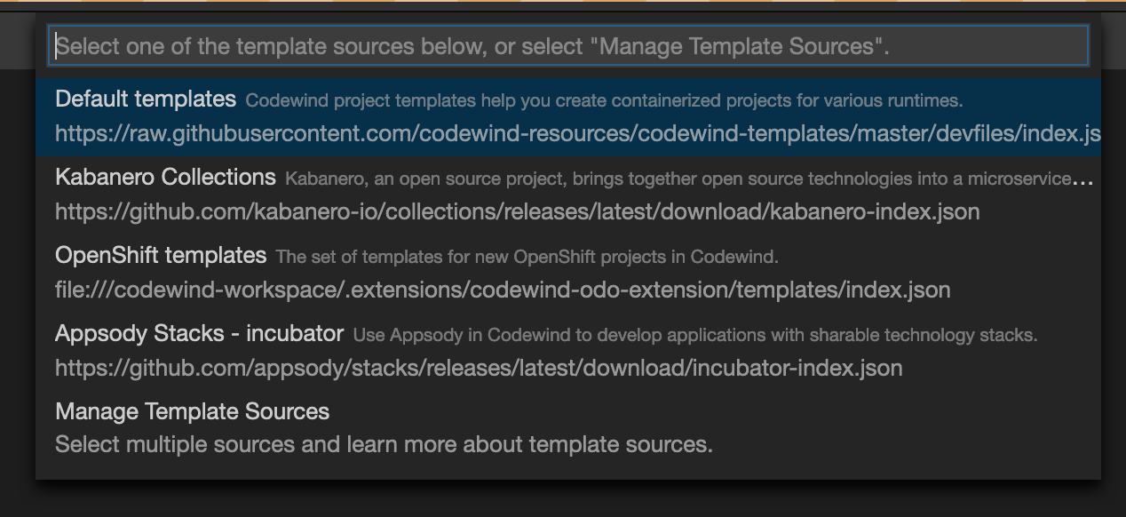 Svt Che Vs Code Command Palette Option For Template Source Manager Doesnt Match Other