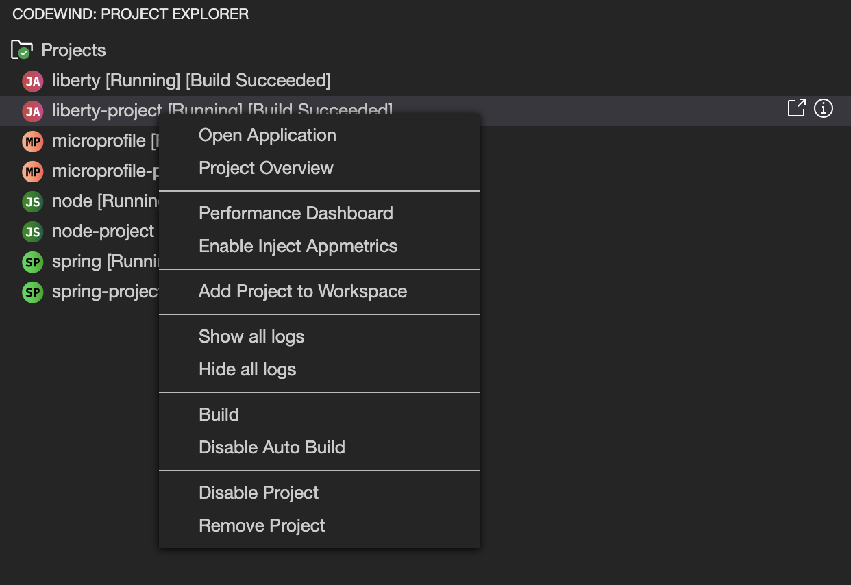SVT: [Che] Metrics Dashboard intermittently missing for all other Codewind-style projects ...