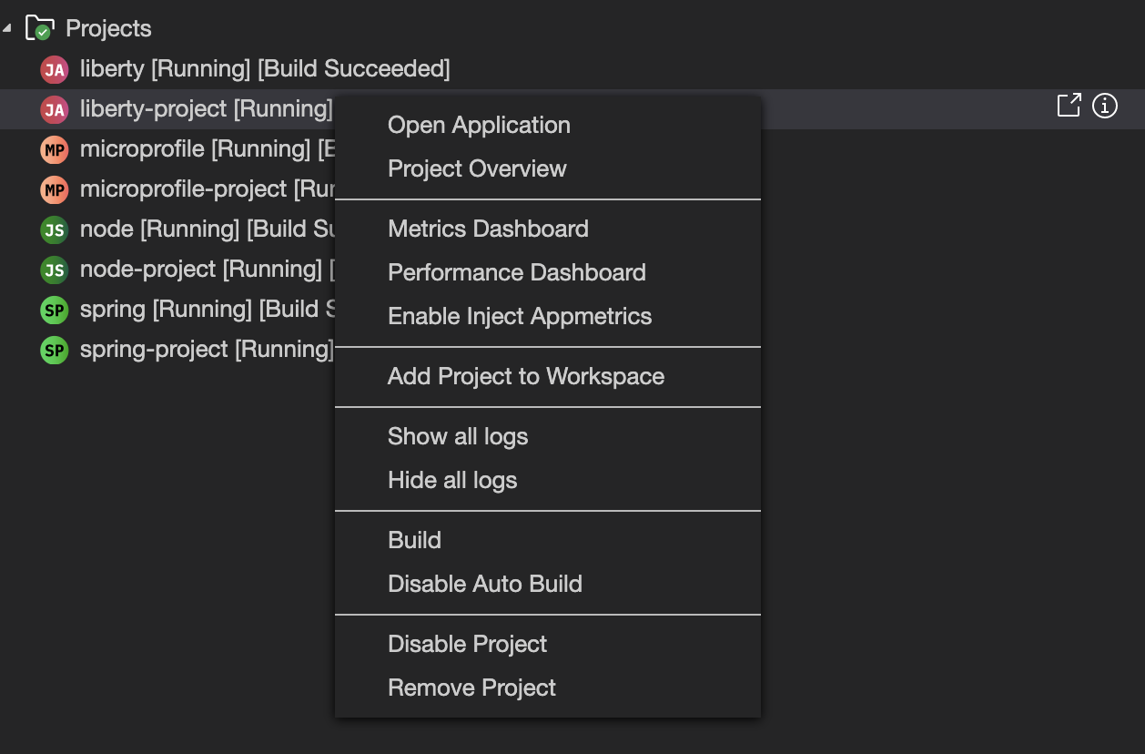 SVT: [Che] Metrics Dashboard intermittently missing for all other Codewind-style projects ...