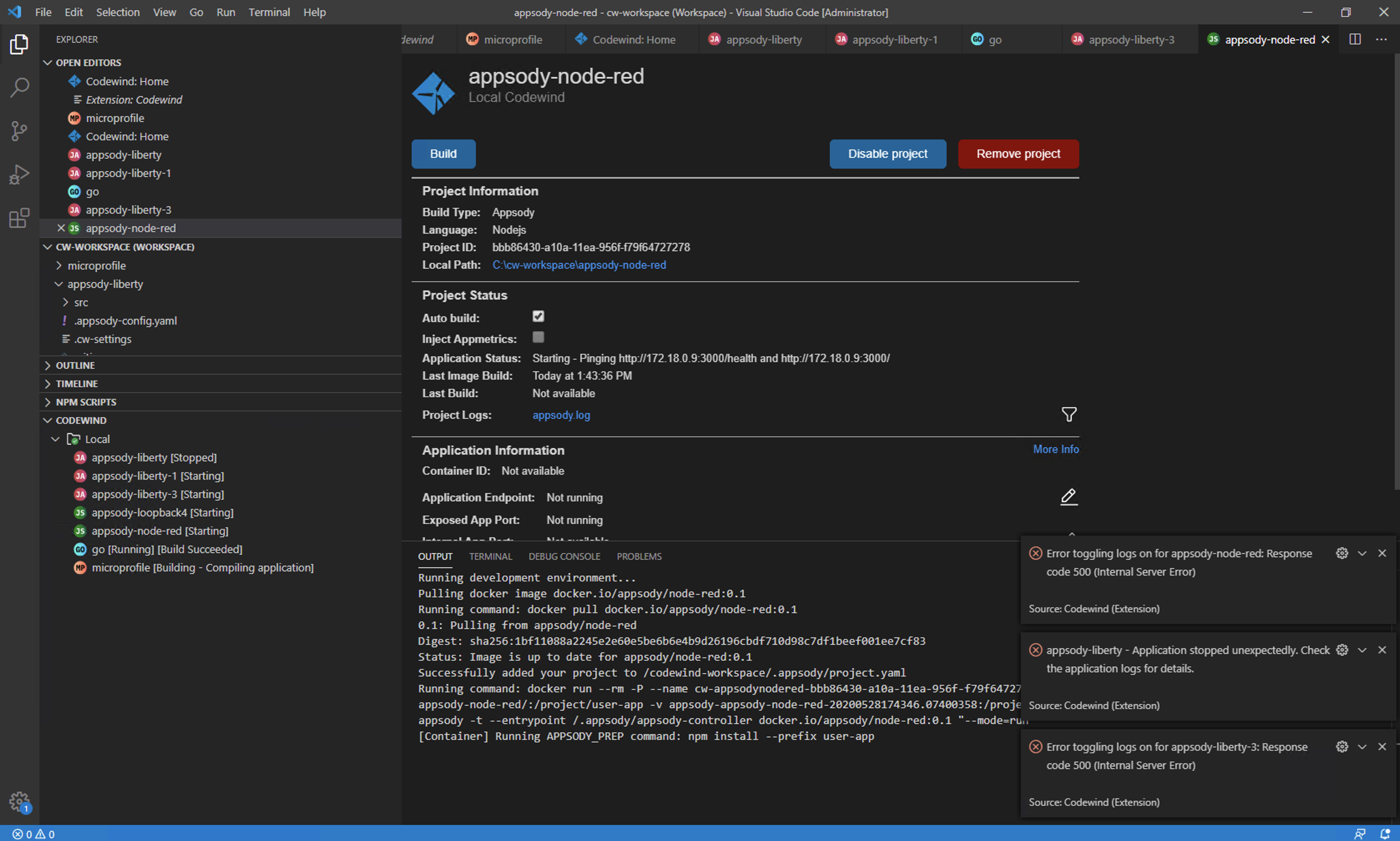 SVT: Error toggling logs: Response code 500 (Internal Server Error) · Issue #3062 · eclipse ...