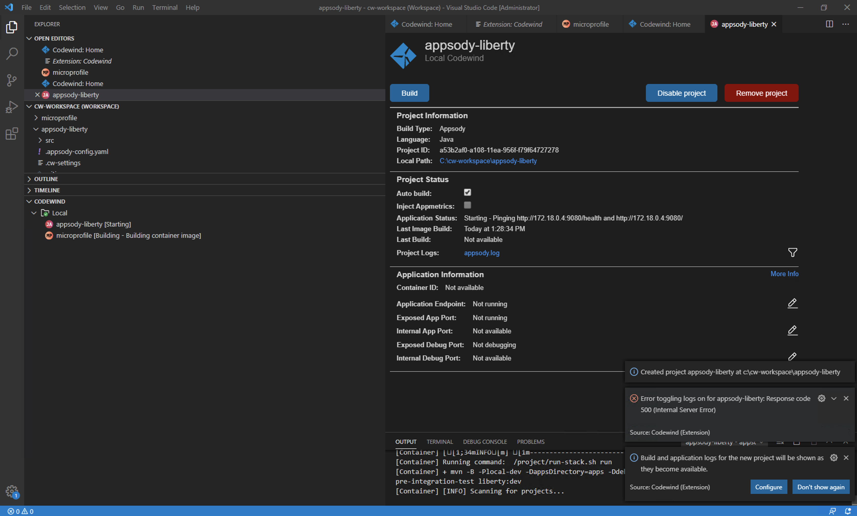 SVT: Error toggling logs: Response code 500 (Internal Server Error) · Issue #3062 · eclipse ...