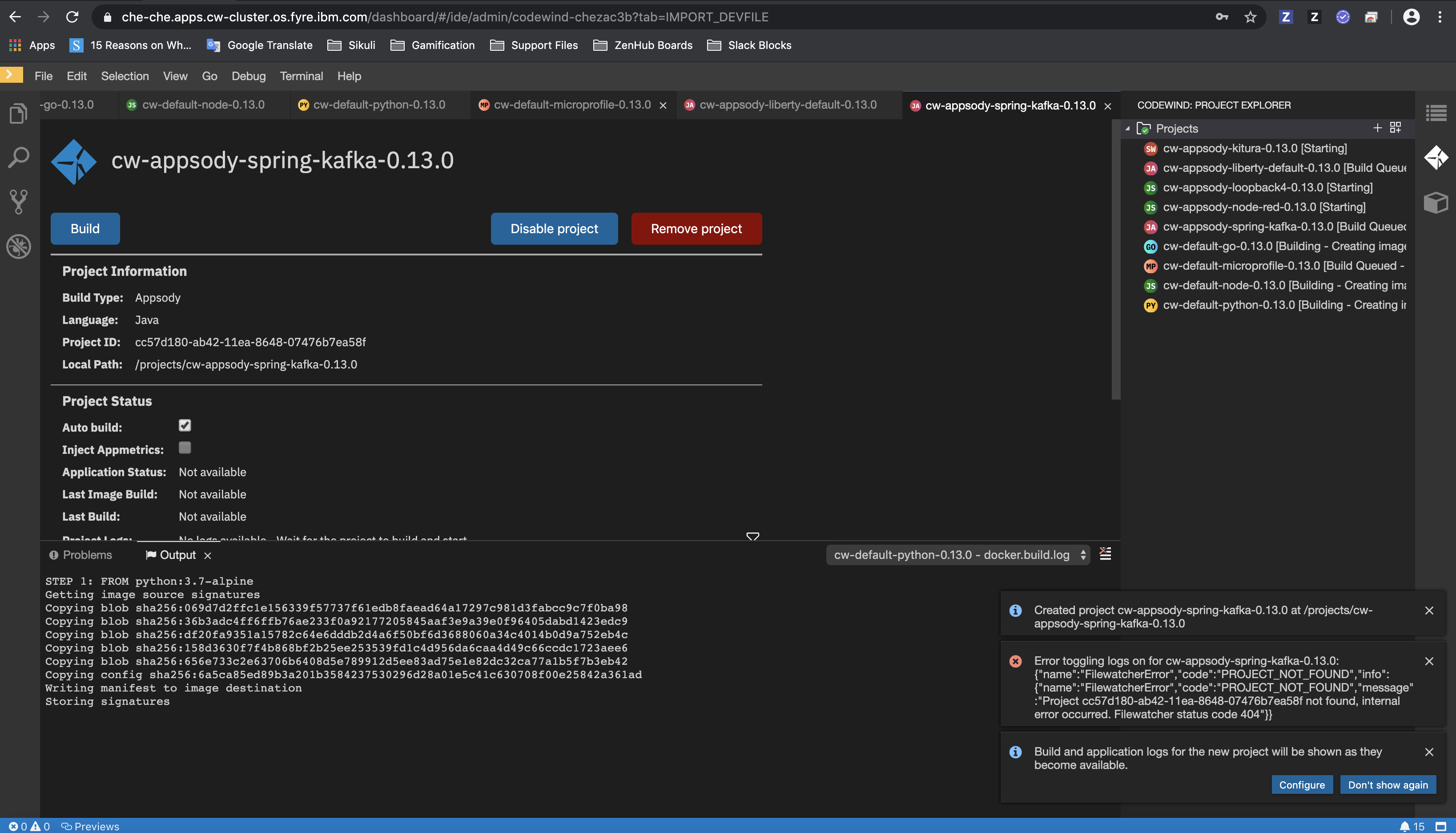 SVT: Error toggling logs: Response code 500 (Internal Server Error) · Issue #3062 · eclipse ...