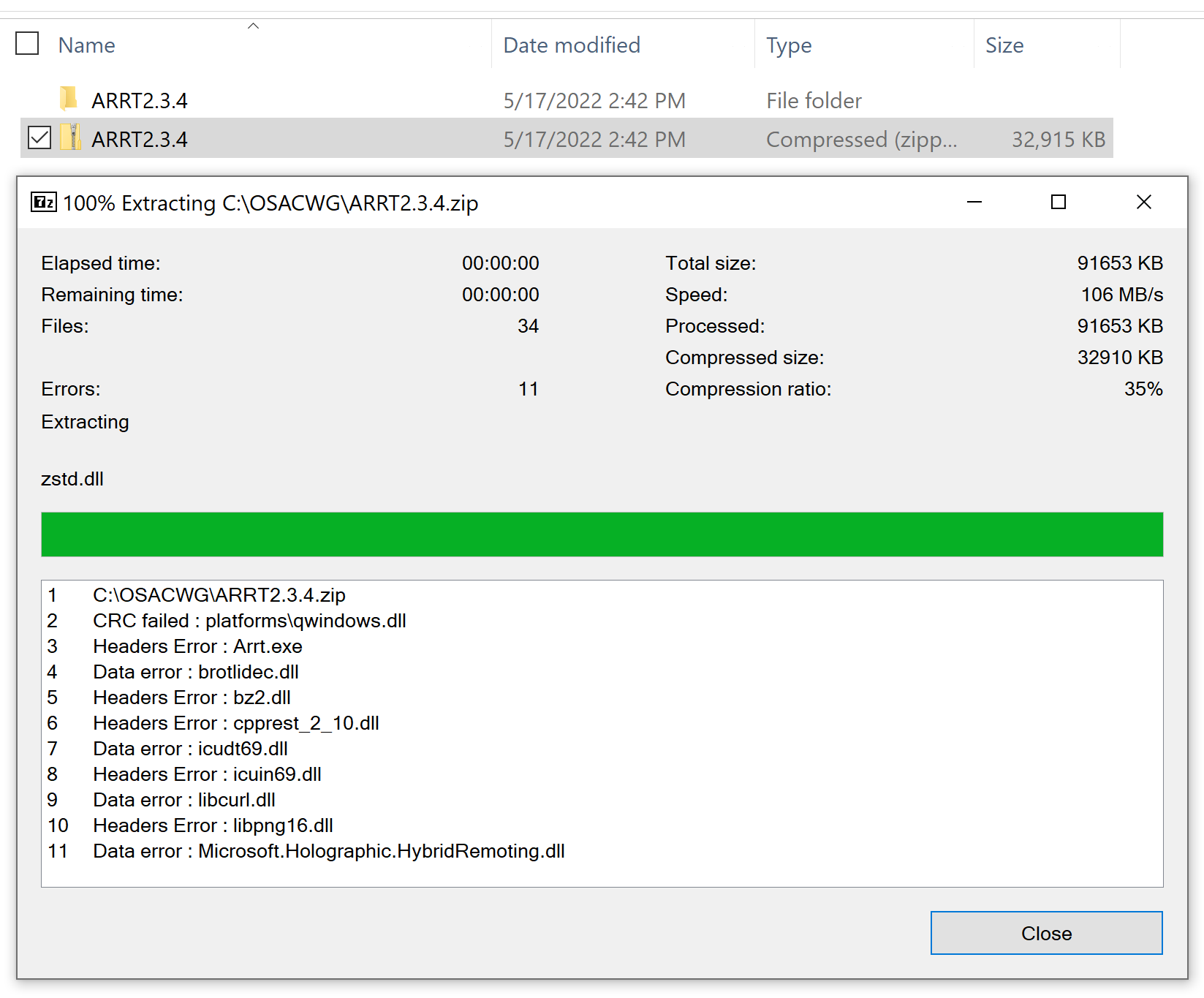 .dll extraction error [ARRT Problem] · Issue #128 · Azure/azure-remote-rendering-asset-tool · GitHub