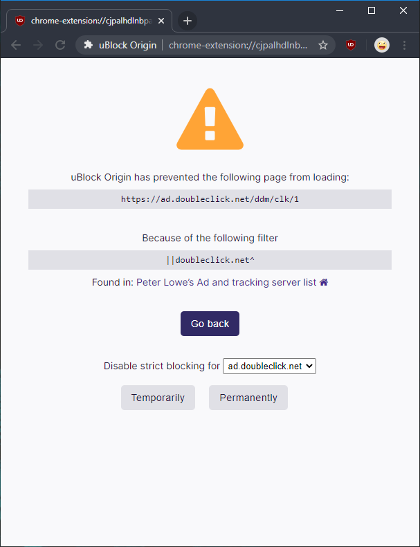 Buttons do not feel 'clicky' on blocked page · Issue #1099 · uBlockOrigin/uBlock-issues · GitHub
