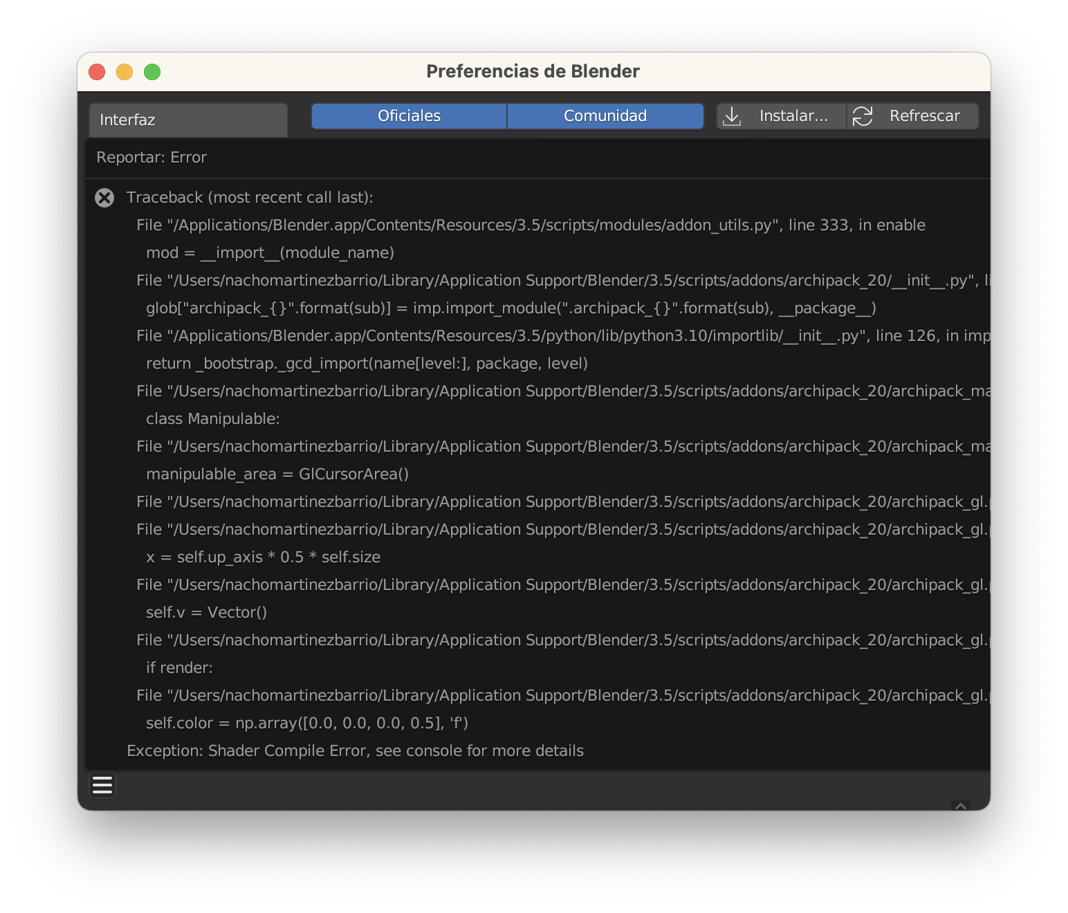 Archipack 2.6.0 error when activating · Issue #372 · s-leger/archipack · GitHub