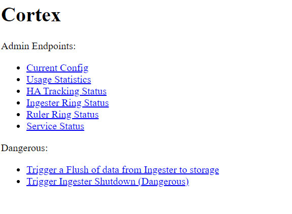 Nginx to display menu under the default ("/") endpoint · Issue #129 · cortexproject/cortex-helm ...