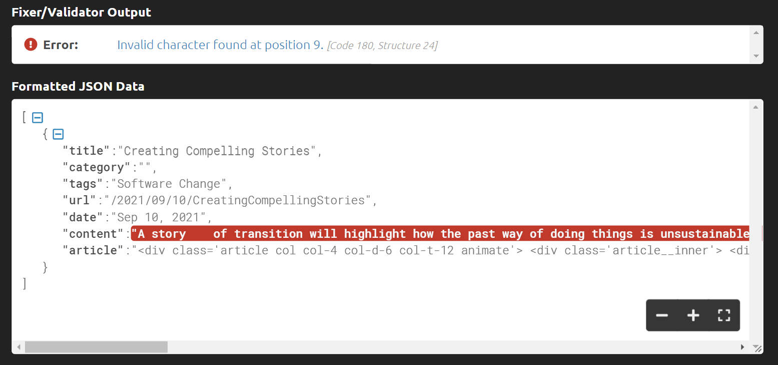 An Example of Bad Character in JSON That Breaks Parsing and Validation ...
