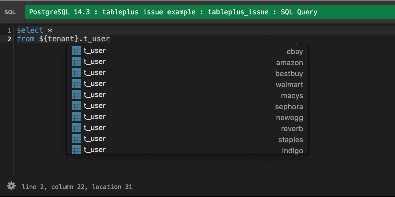 Feature Request: set/change the active schema · Issue #2753 · TablePlus/TablePlus · GitHub