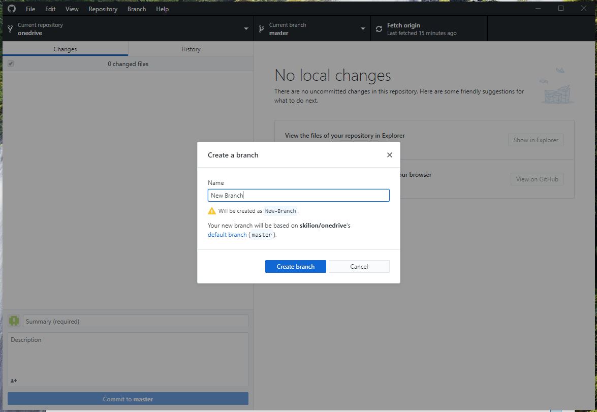 Branches are now created against upstream repo instead of the fork ...