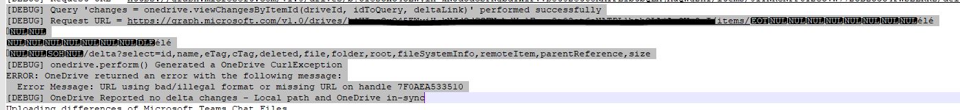 OneDrive Business: curl error when running "onedrive --synchronize ...
