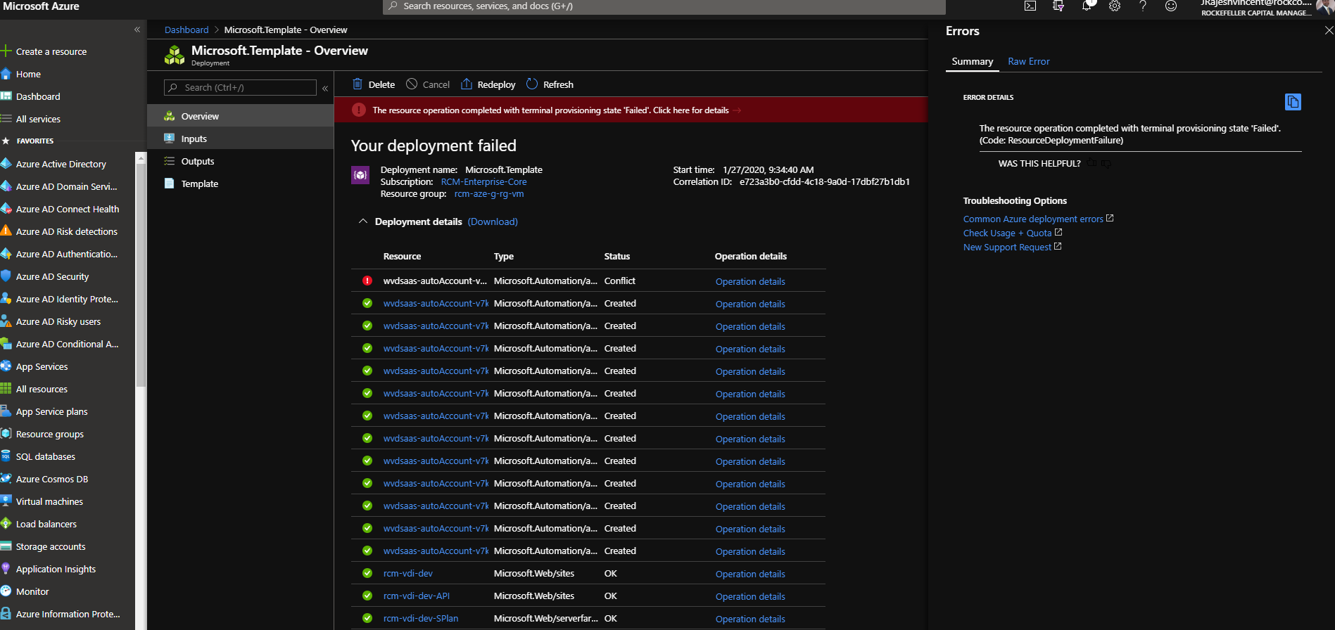 Deployment Fails In Azure · Issue 327 · Azurerds Templates · Github