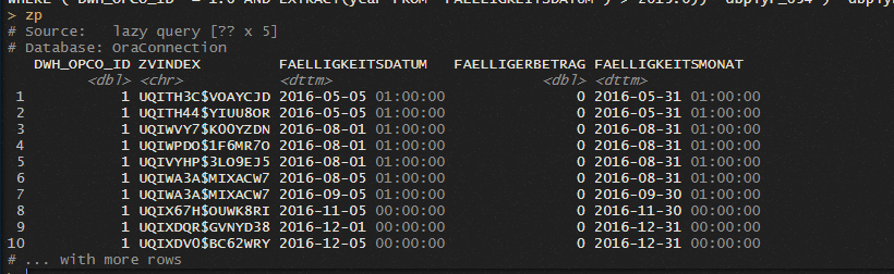 When Querying data from an oracle database, TRUNC() has no effect, and LAST_DAY results in ...