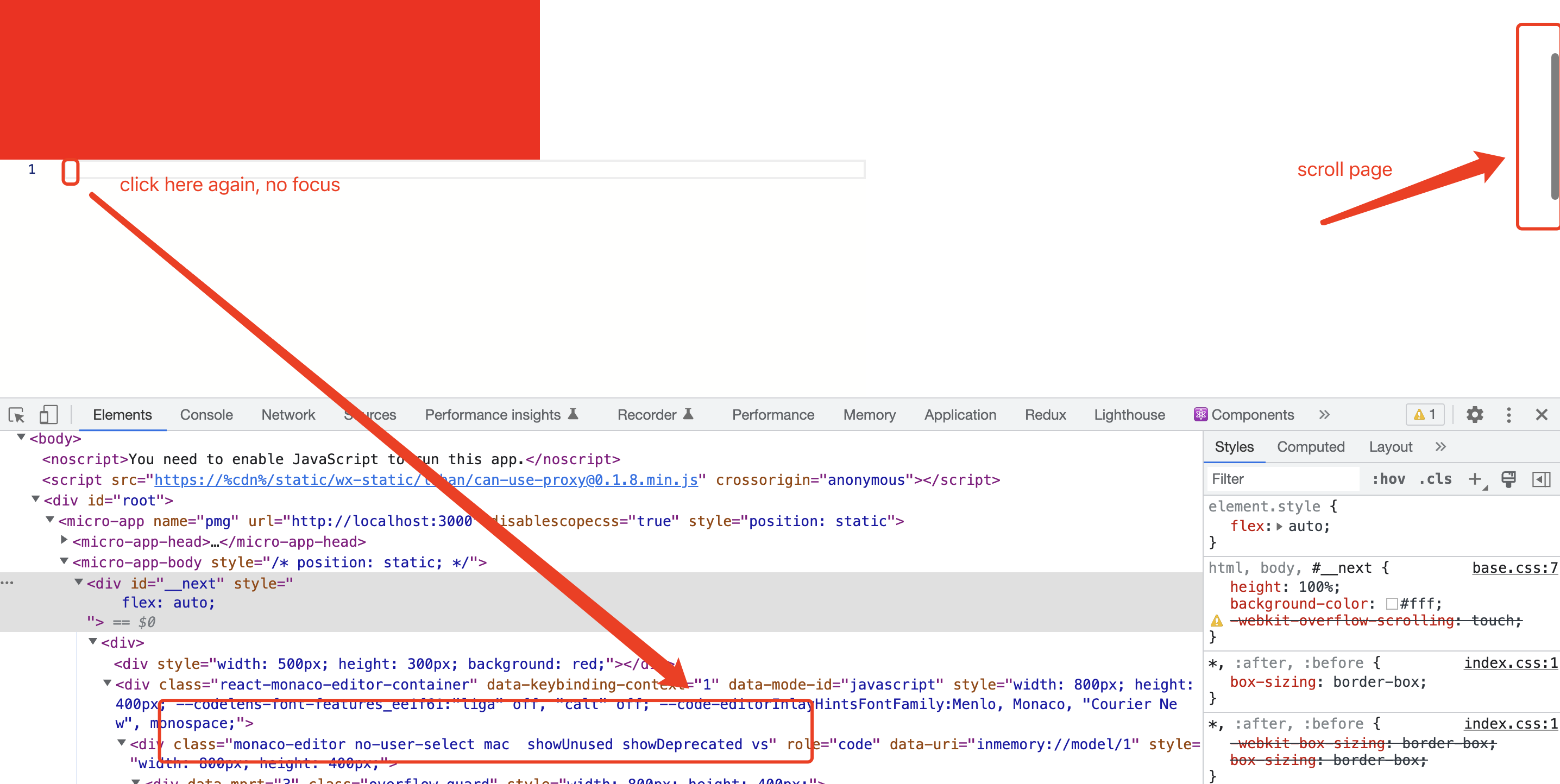 Inaccurate mouse positioning when scrolling pages[Bug] · Issue #3198 · microsoft/monaco-editor ...