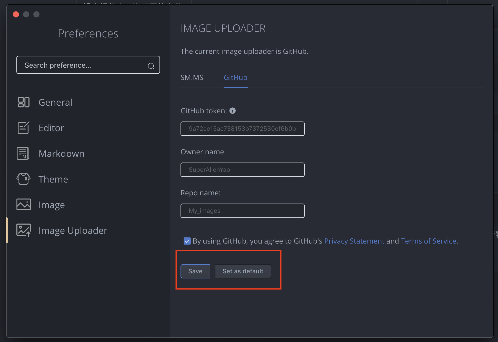 Github images upload service setting's UI incorrectly display · Issue #1205 · marktext/marktext ...